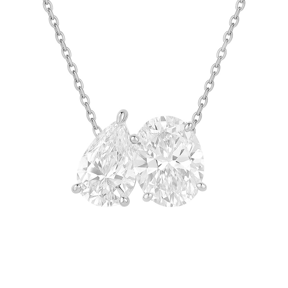 Lab Grown 2ctw Double Diamond Necklace - Oval/Pear - LGDBLPO – Maya J