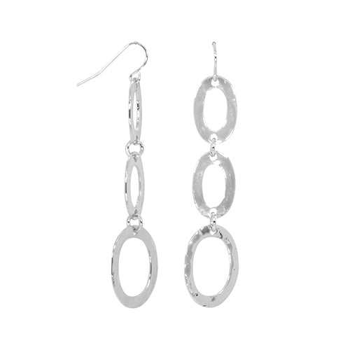 HAMMERED TRIPLE OVAL LOOP DANGLE EARRINGS - E33520Y,W – Maya J